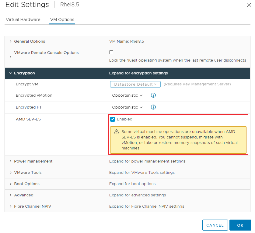 Using AMD Secure Encrypted Virtualization-Encrypted State (SEV-ES) in VMware vSphere on ...